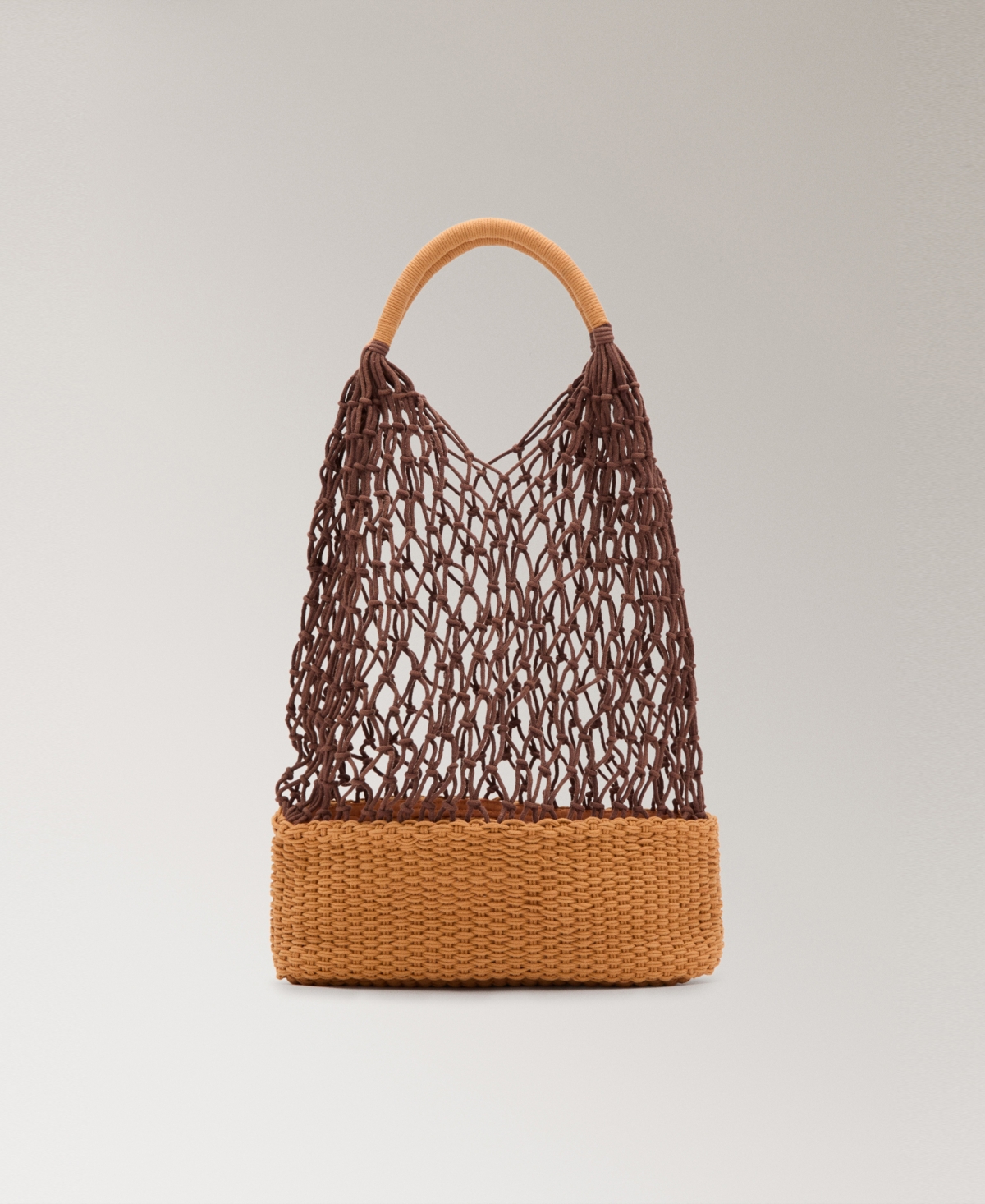 Click here for Mango Womens Cotton Mesh Shoulder Bag - Brown prices