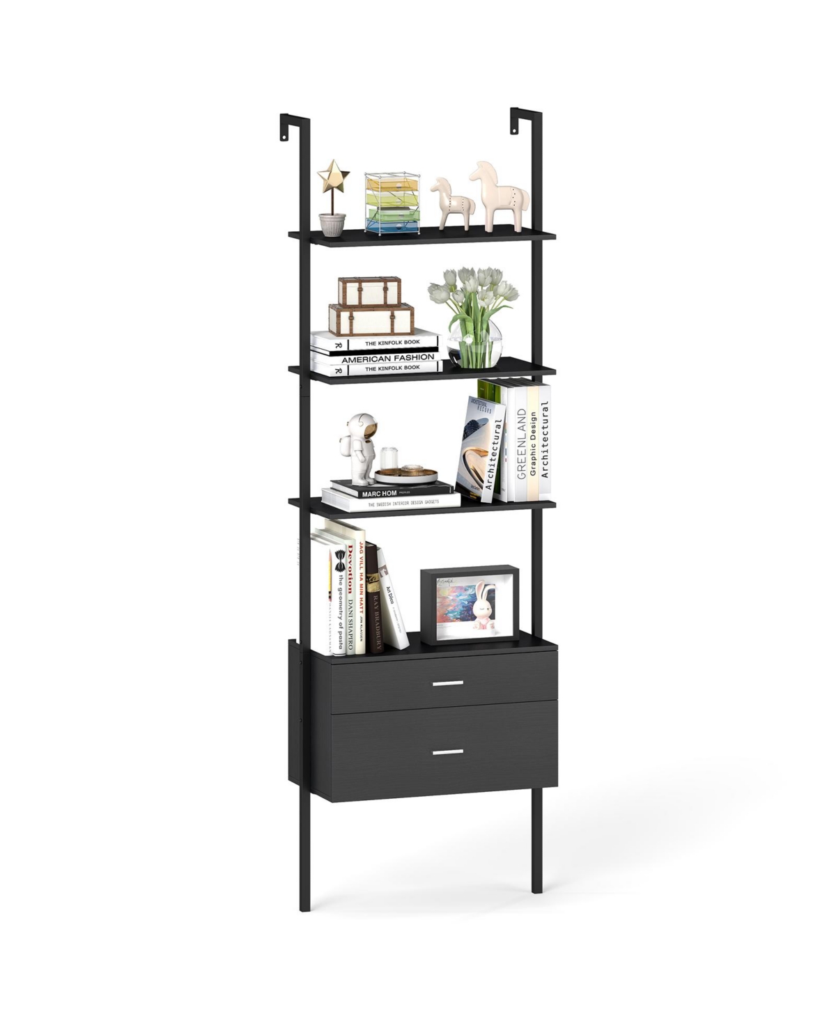 Click here for Gymax Ladder Bookshelf with Storage Wall Mount Boo... prices
