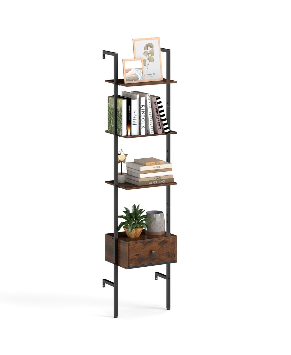 Click here for Gymax 5-Tier Bookshelf with Drawer 70 Wall Mount L... prices