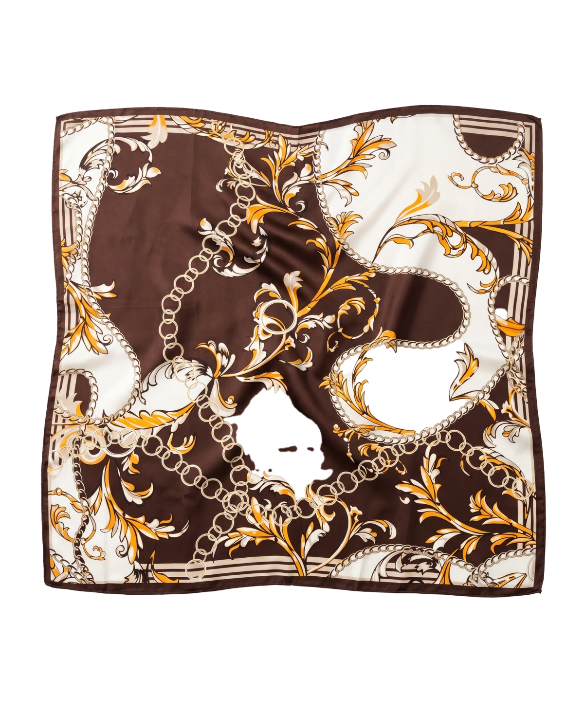 Click here for Marcus Adler Chain Print Satin Square Scarf - Brow... prices