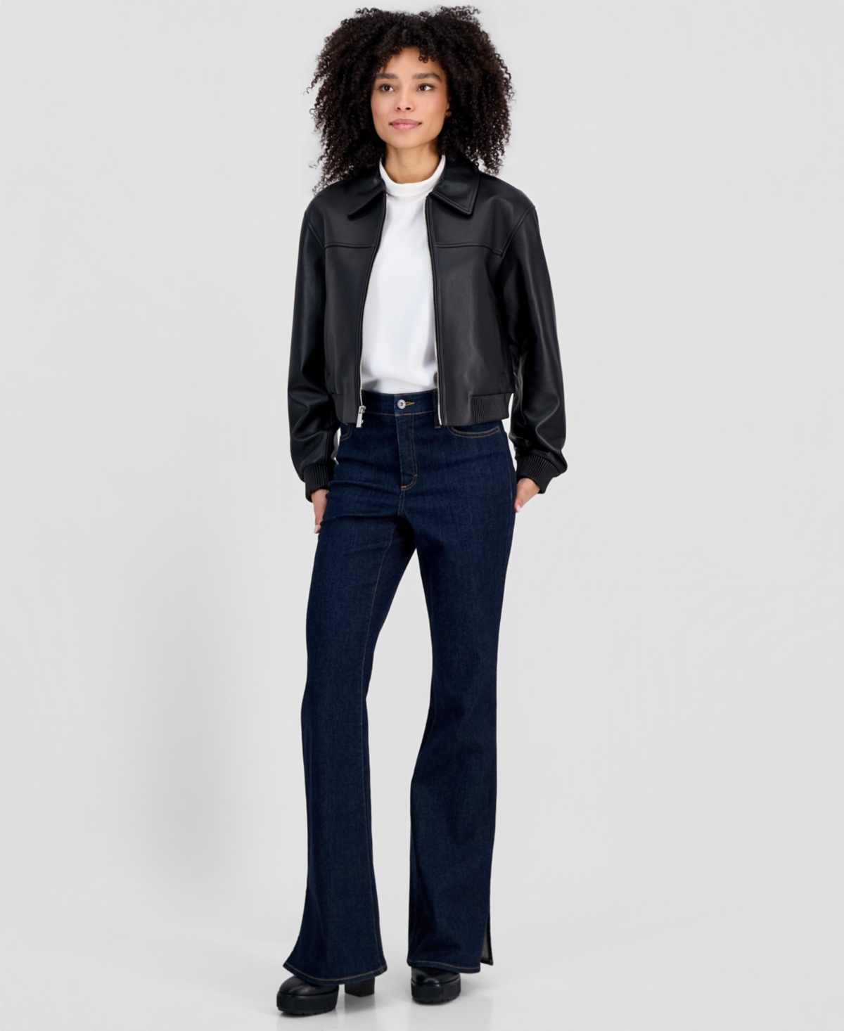 Click here for Michael Michael Kors Womens Leather Zip-Up Bomber... prices