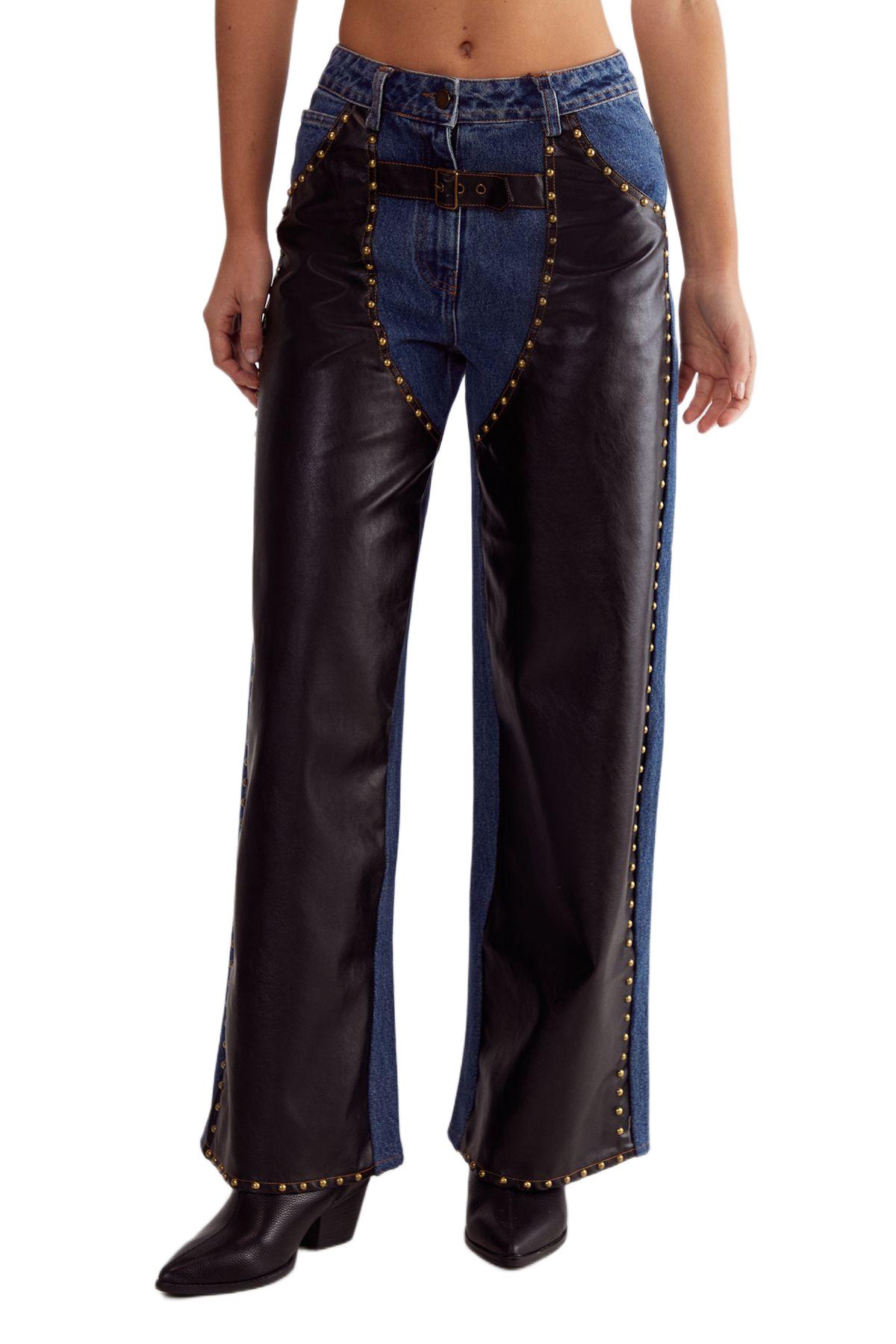 Click here for Nasty Gal Womens Straight Leg Denim Pu Mix Chap Je... prices