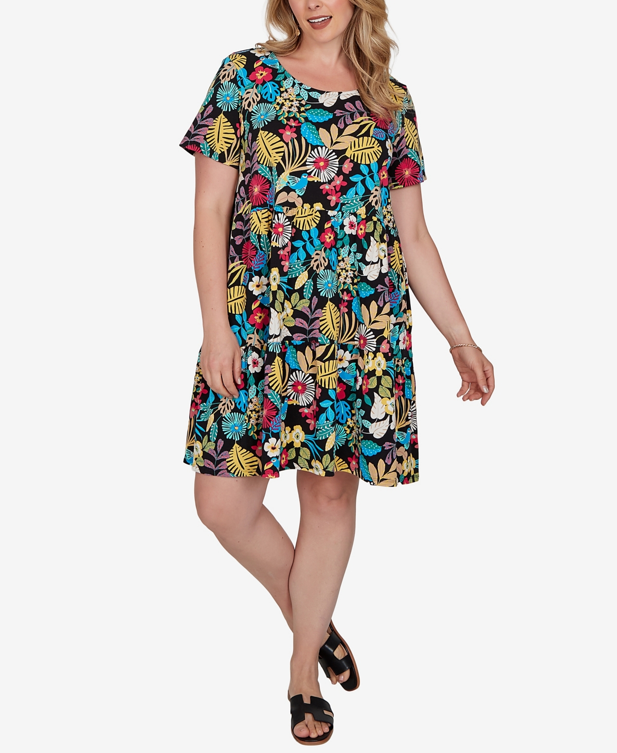 Click here for Ruby Rd. Plus Size Tropical Print Tiered Cotton Kn... prices