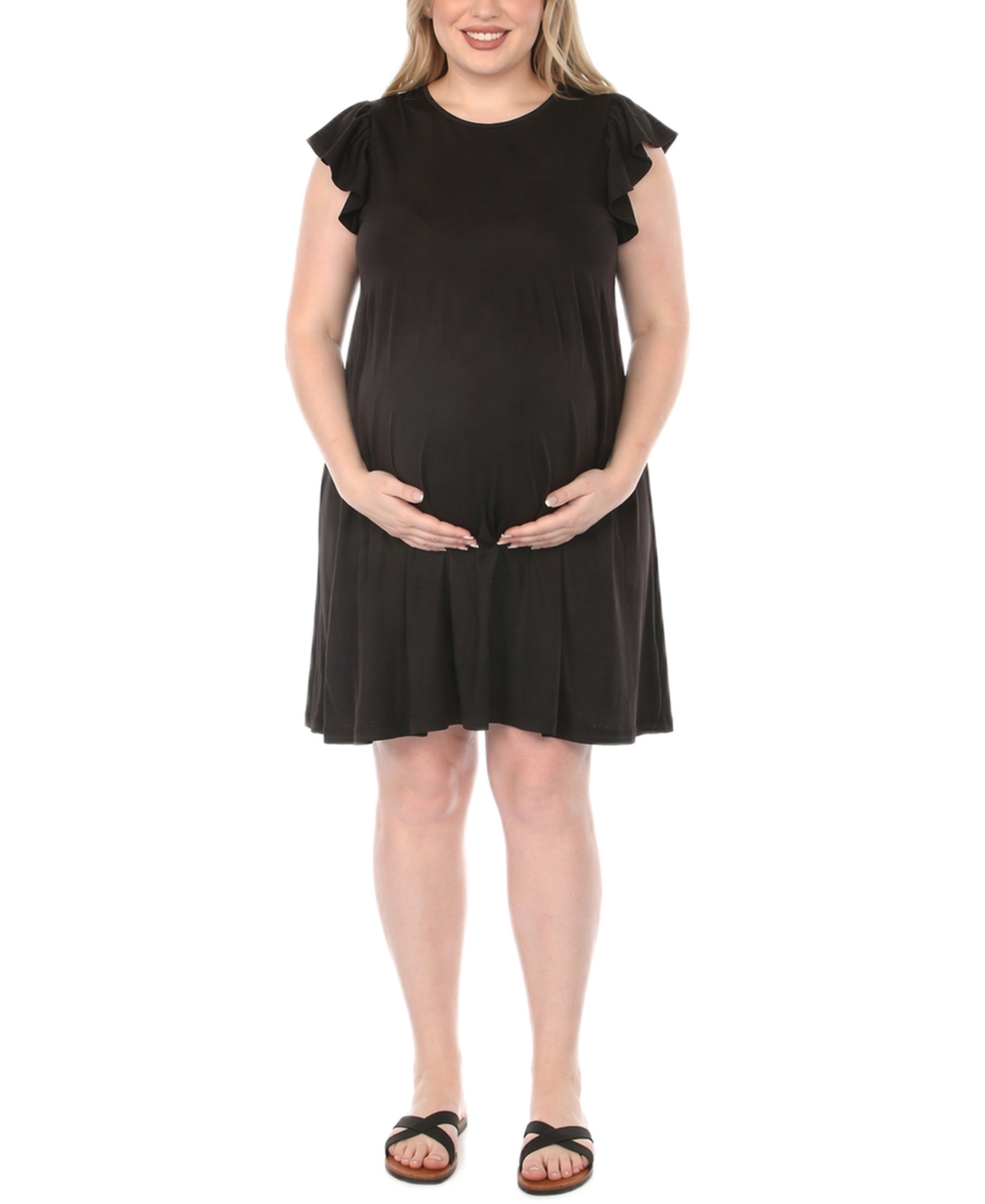 Click here for White Mark Plus Size Scoop Neck Flutter-Sleeve Mat... prices
