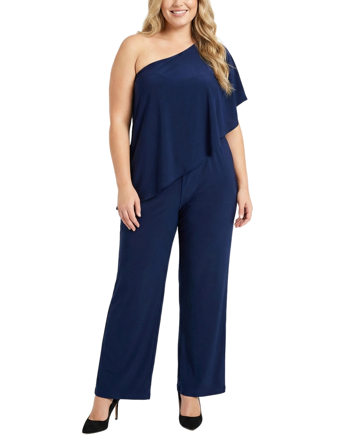 Click here for Ny Collection Plus Size Cape-Top Knit Jumpsuit - N... prices