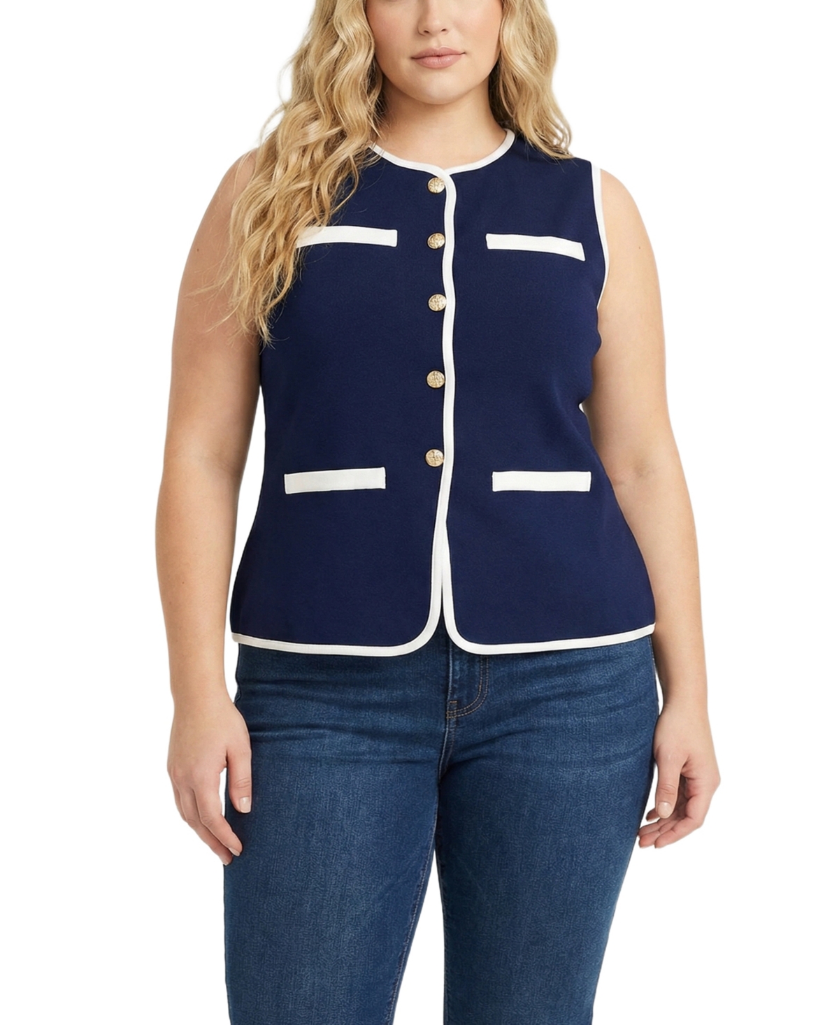 Click here for Ny Collection Plus Size Sleeveless Contrast-Edged... prices