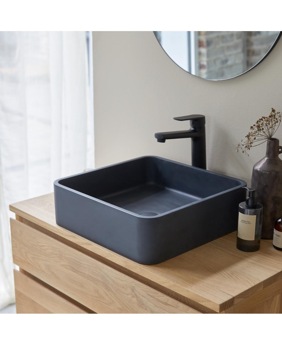 Click here for Tikamoon Thais square washbasin - Black prices