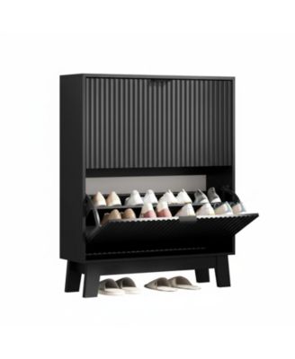 Click here for Yigii Fluted Shoe Cabinet 4 Flip Drawers Slim Entr... prices