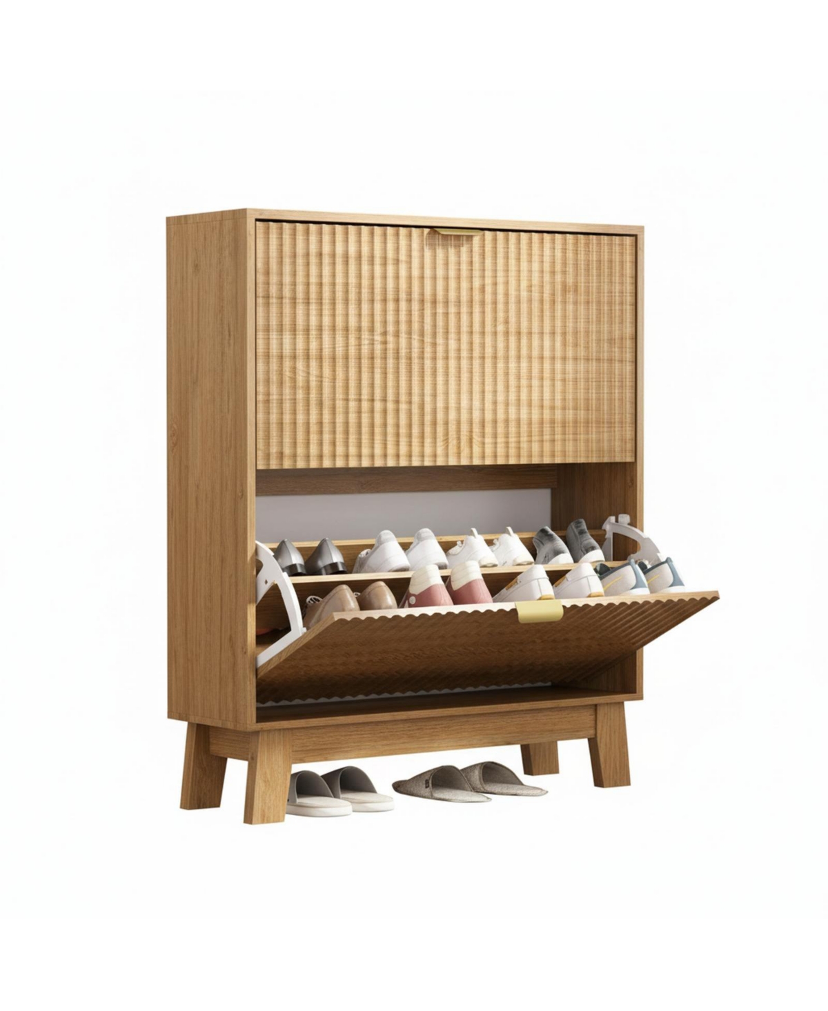 Click here for Yigii Fluted Shoe Cabinet 4 Flip Drawers Slim Entr... prices