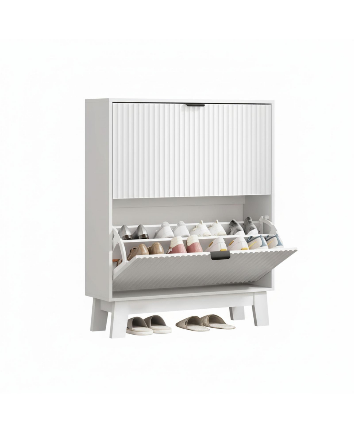 Click here for Yigii Fluted Shoe Cabinet 4 Flip Drawers Slim Entr... prices