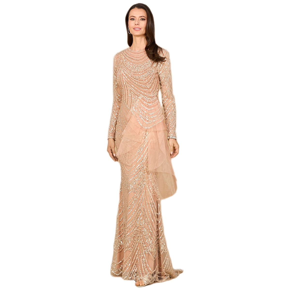 Click here for Lara Womens Beaded Long Sleeve Gown with Tulle App... prices