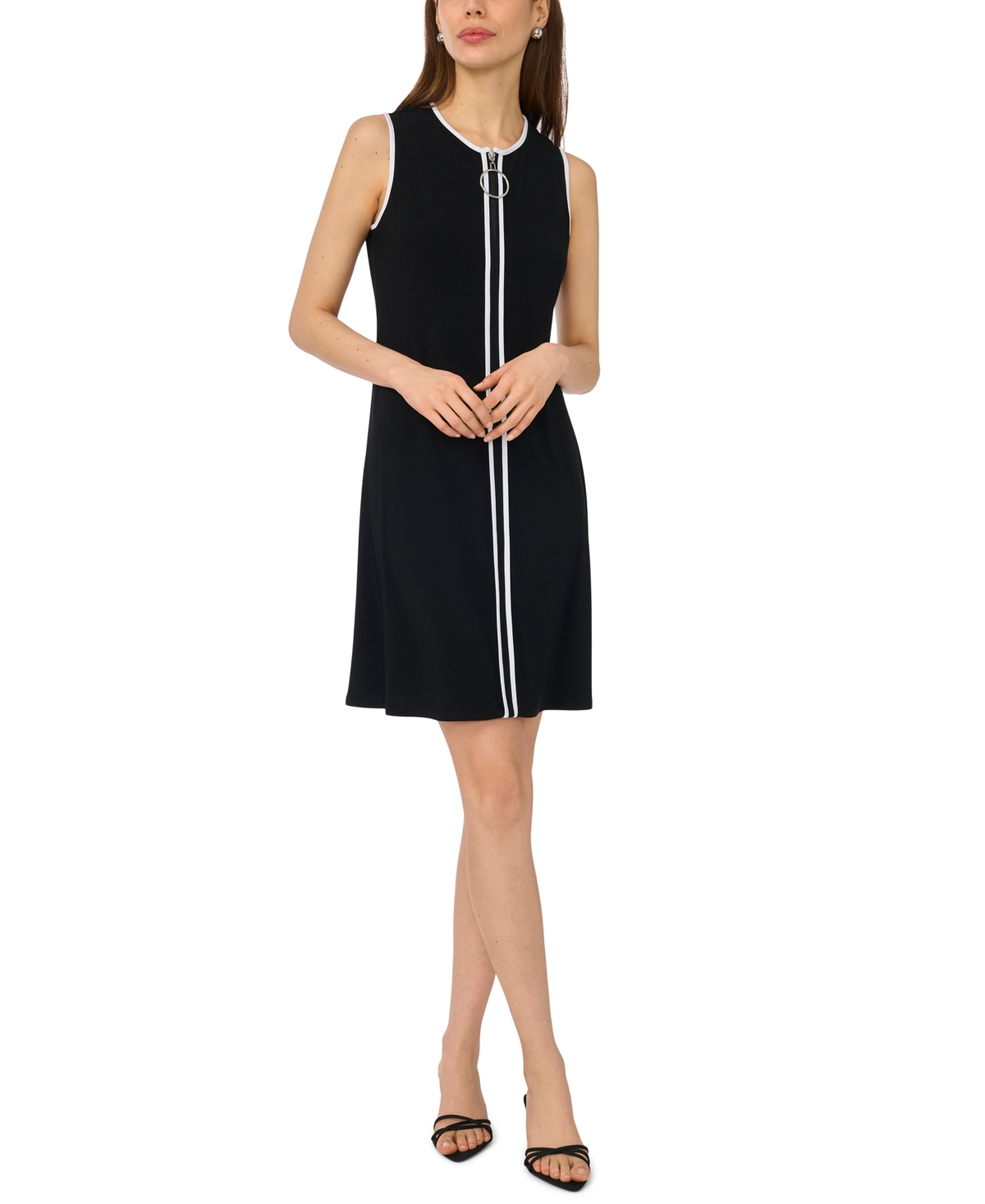 Click here for Msk Womens Crewneck Knee-Length Dress - Black/Whit... prices