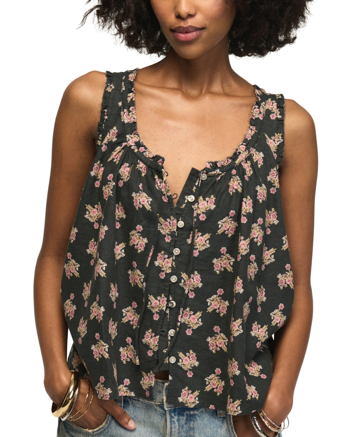 Click here for Lucky Brand Womens Scoop Neck Floral Printed Swing... prices