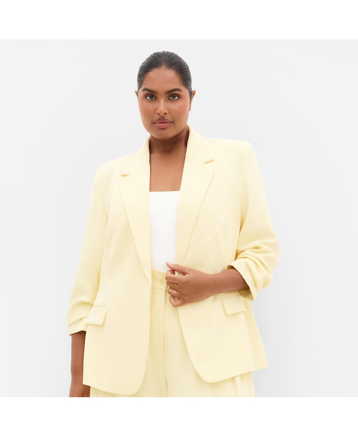 Click here for City Chic Womens Abbie Blazer - Lemon drop prices