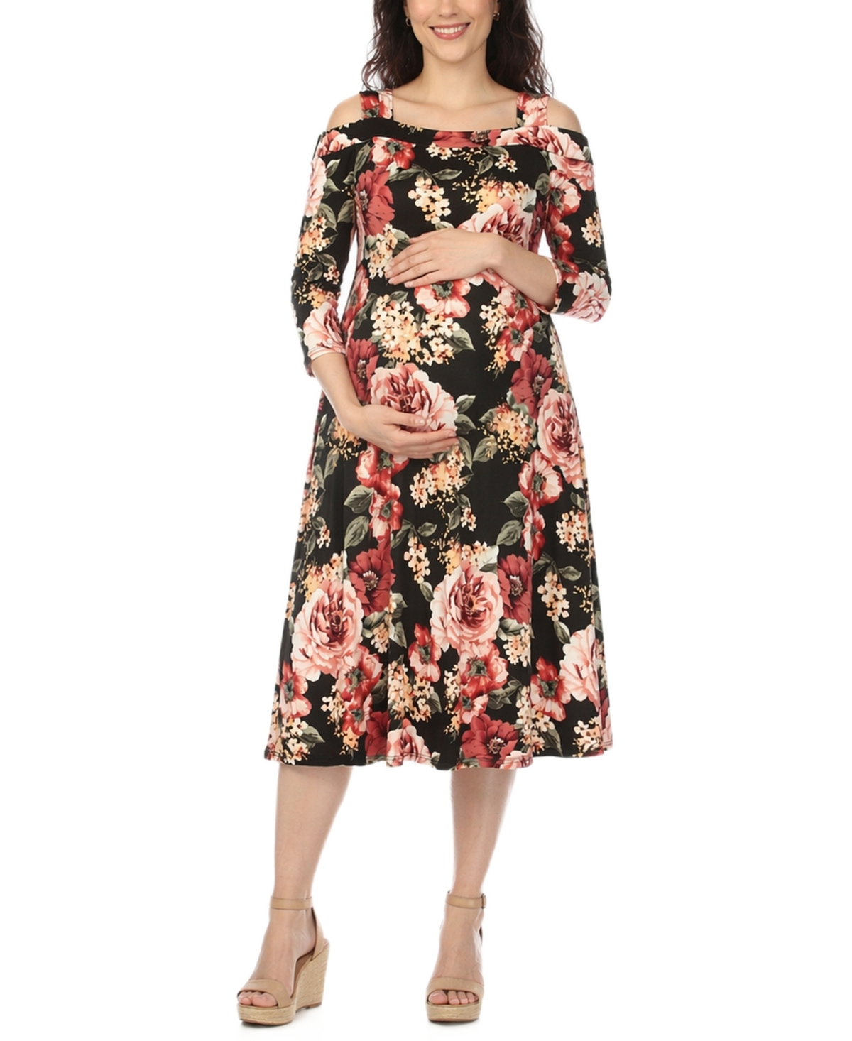 Click here for White Mark Womens Cold Shoulder Floral Print Mater... prices