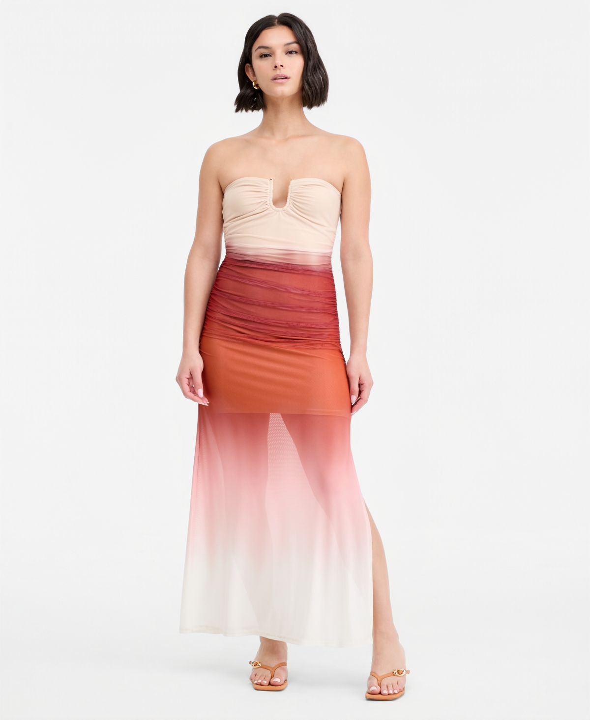 Click here for Bar Iii Womens Ombre Mesh Hardware-Trim Strapless... prices