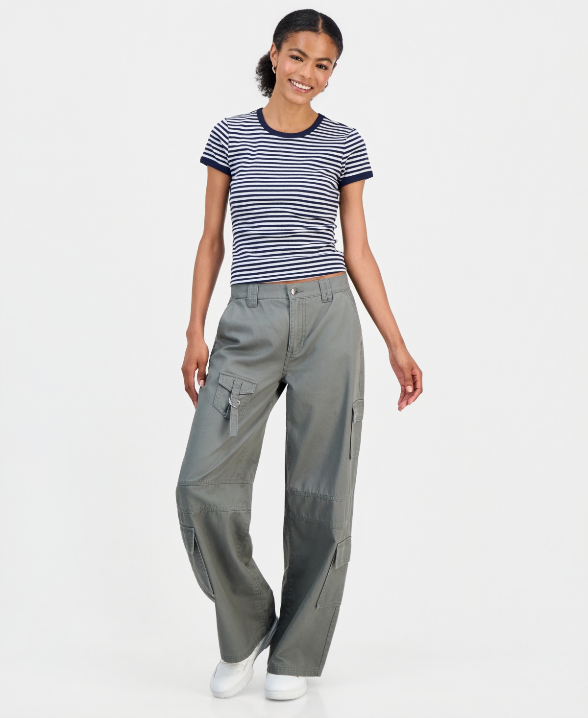 Click here for Celebrity Pink Womens High-Rise Wide-Leg Cargo Pan... prices