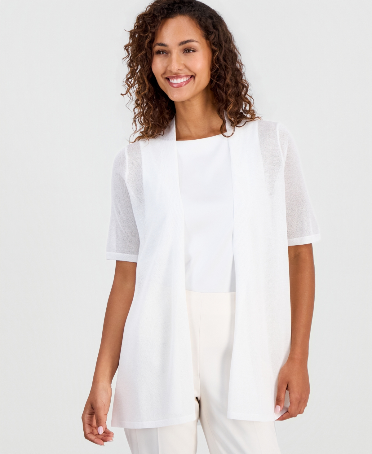 Click here for Anne Klein Petite Collarless Pull-On Cardigan Swea... prices