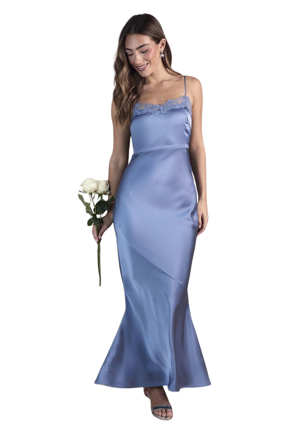 Click here for Oasis Womens Satin Maxi Bridesmaid Dress - Blue prices