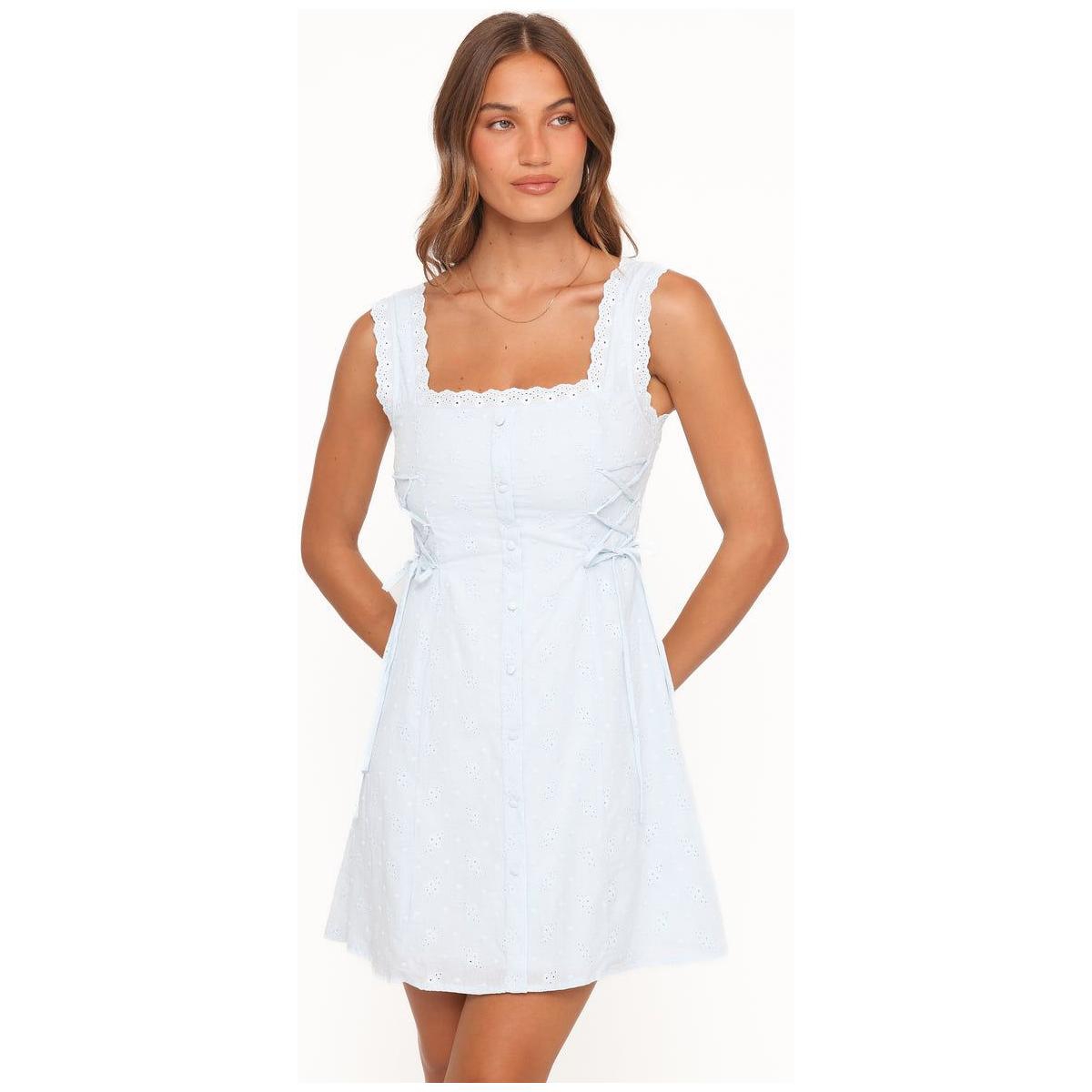 Click here for Petal and Pup Womens Davida Mini Dress - Pale blue... prices