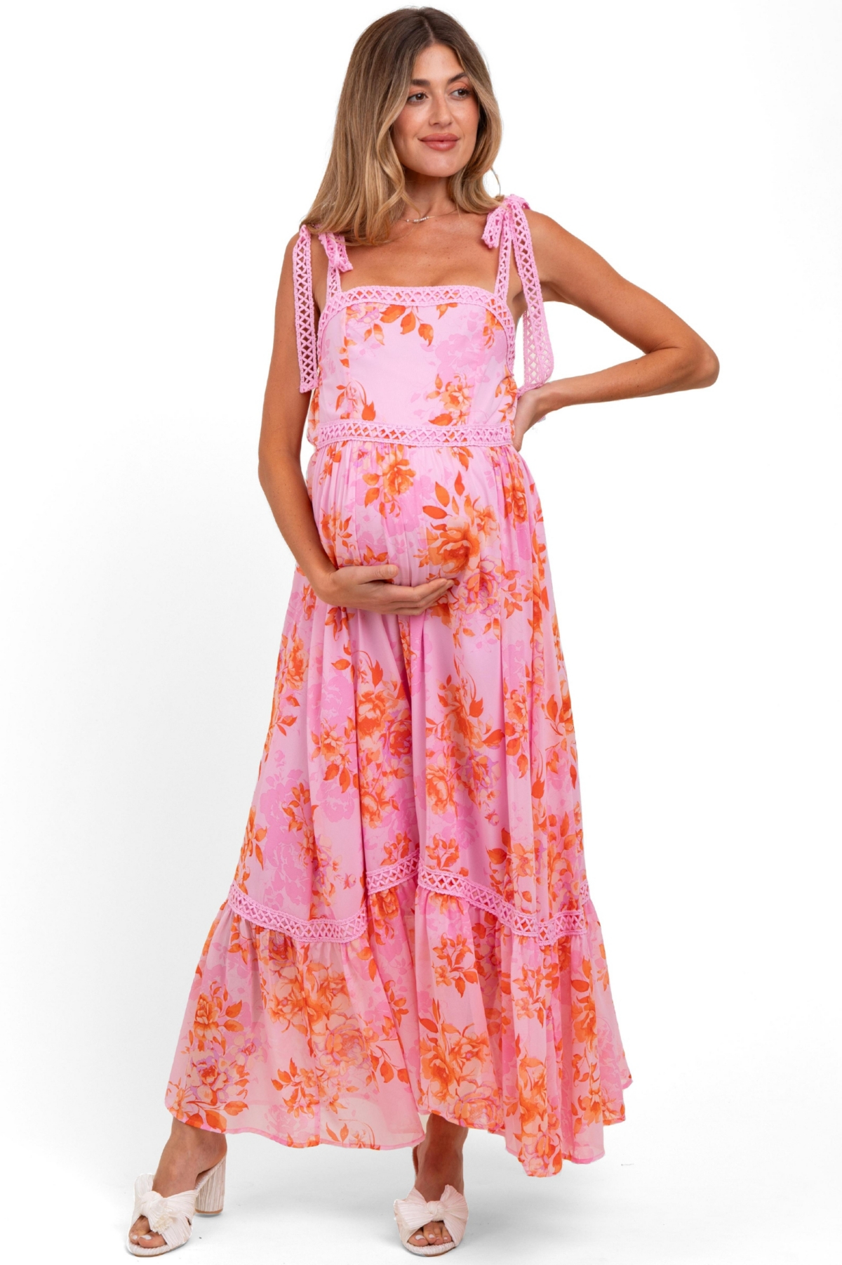 Click here for Pinkblush Maternity Pink Floral Shoulder Tie Tiere... prices