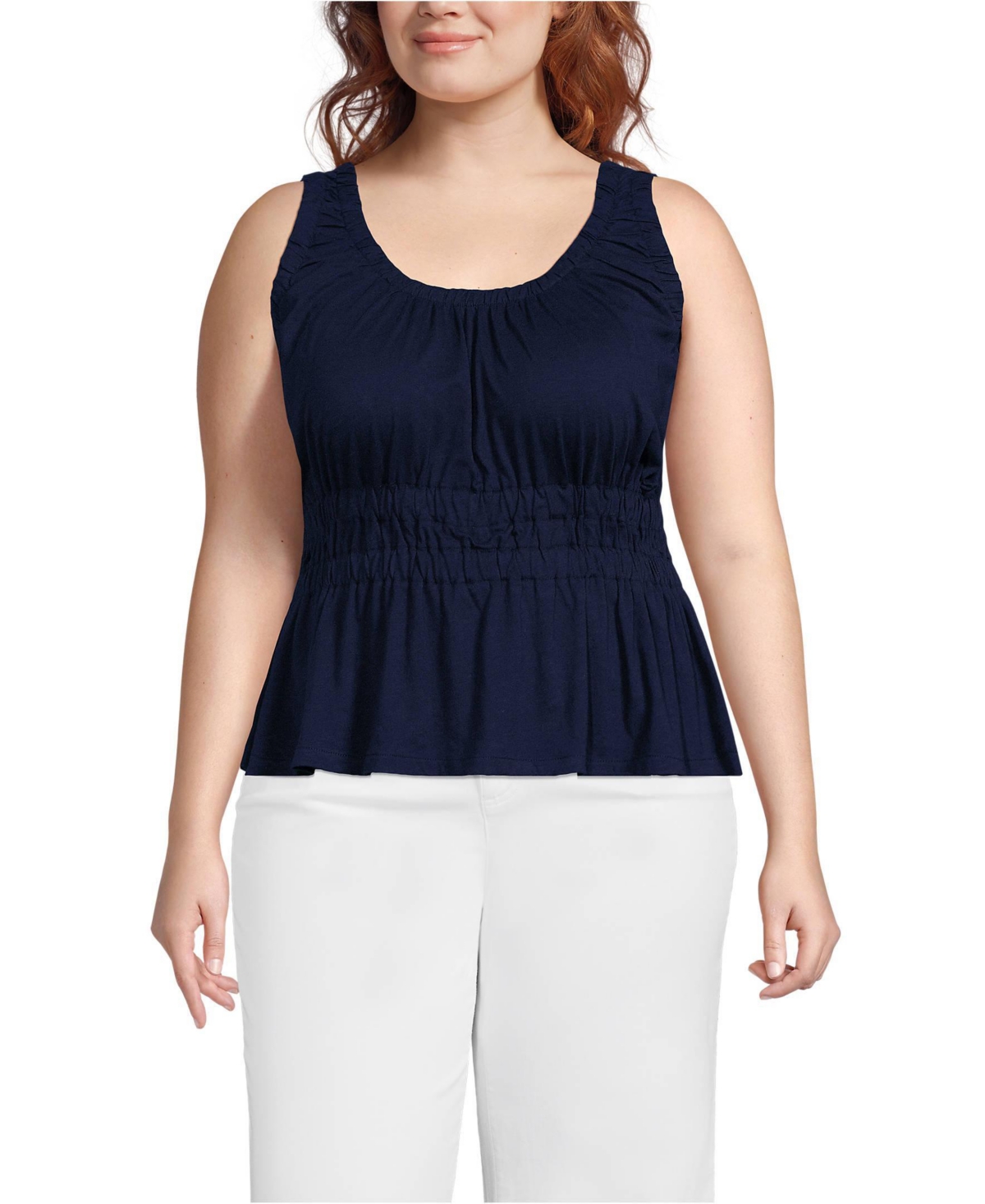 Click here for Lands End Plus Size Slub Rouched Tank Top - Radian... prices