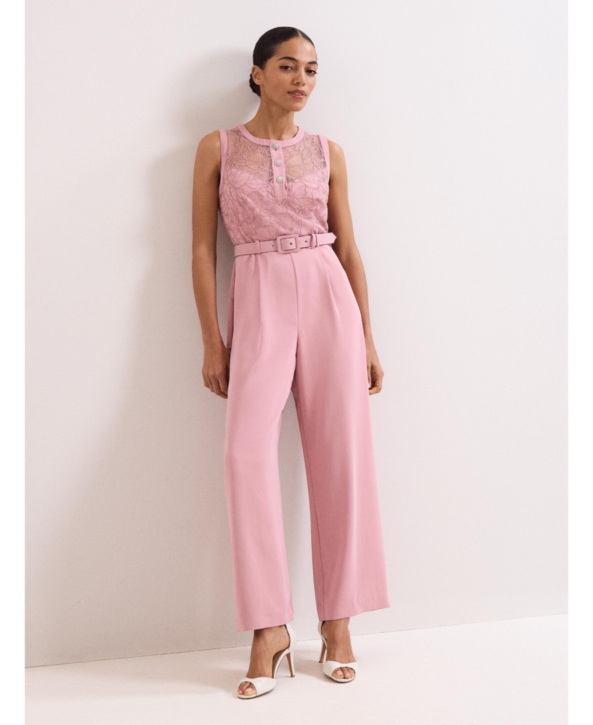 Click here for Phase Eight Womens Ivanna Lace Bodice Belted Jumps... prices
