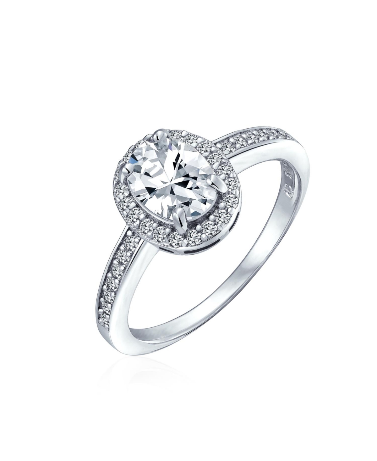Click here for Bling Jewelry Classic Halo Oval Cz Solitaire Promi... prices