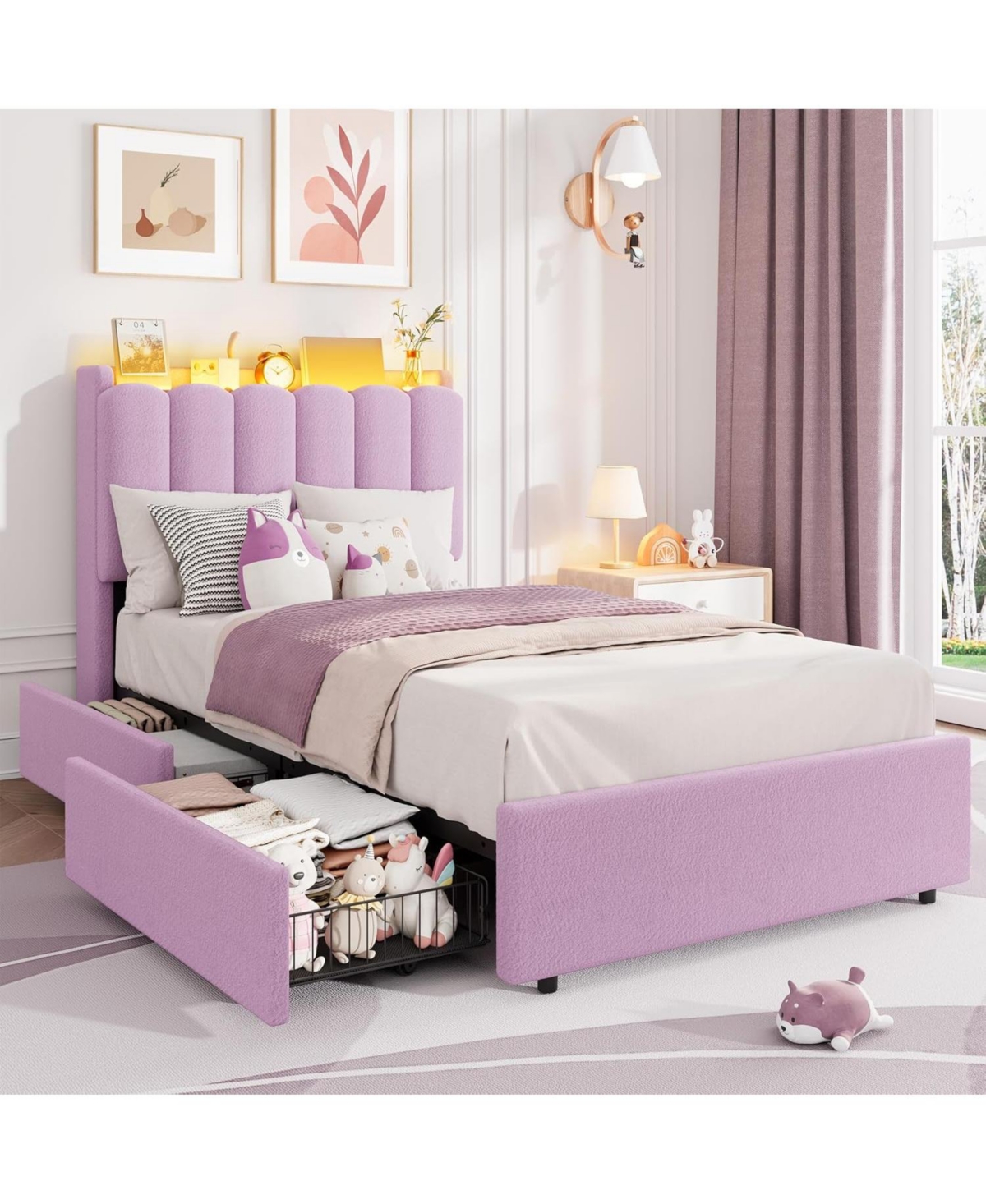 Click here for gaomon Led Bed Frame with Storage Headboard and Dr... prices