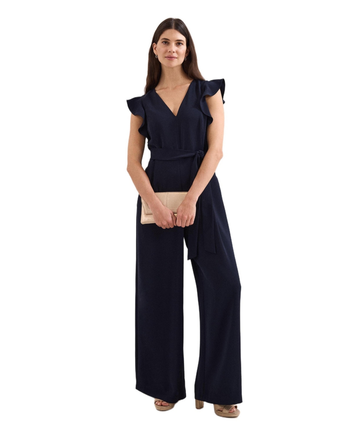 Click here for Phase Eight Womens Kallie V Neck Frill Jumpsuit prices
