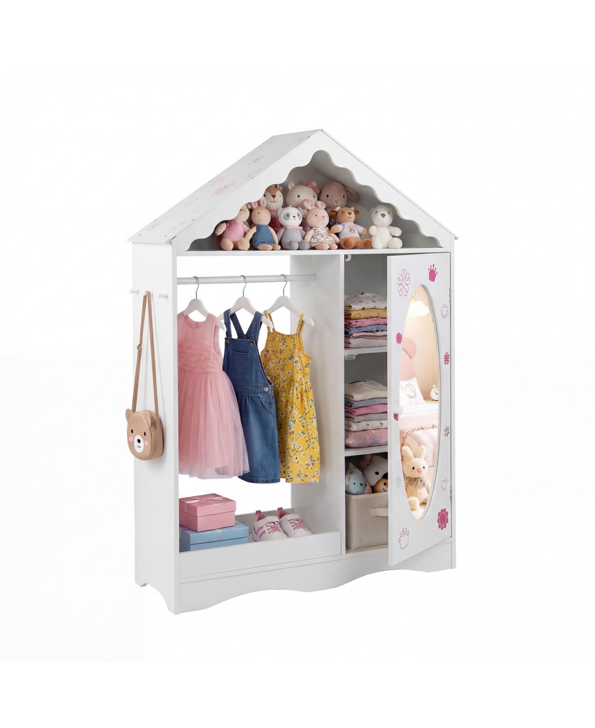 Click here for Slickblue Mirror Roof Kids Wardrobe Closet with Op... prices