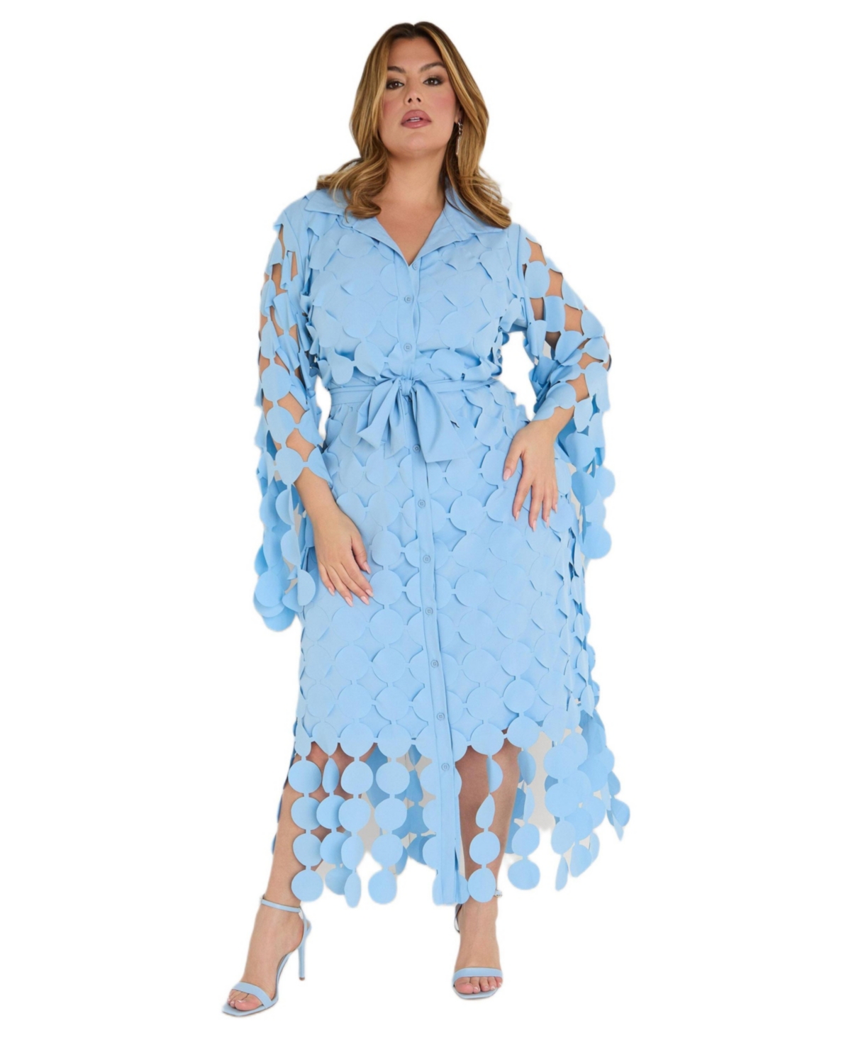 Click here for Ashley Stewart Plus Size Cutout Fringed Midi Shirt... prices