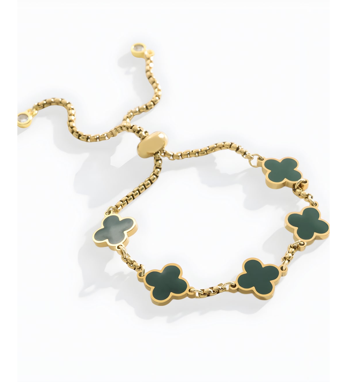 Click here for Mint & Lily Clover Enamel Bracelet - Green enamel prices