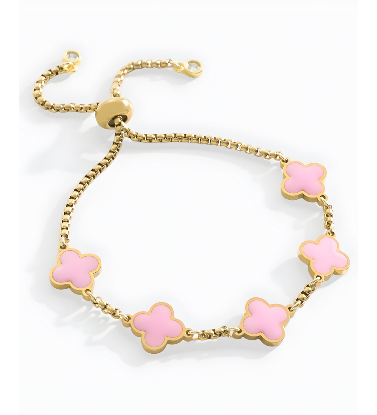 Click here for Mint & Lily Clover Enamel Bracelet - Pink enamel prices