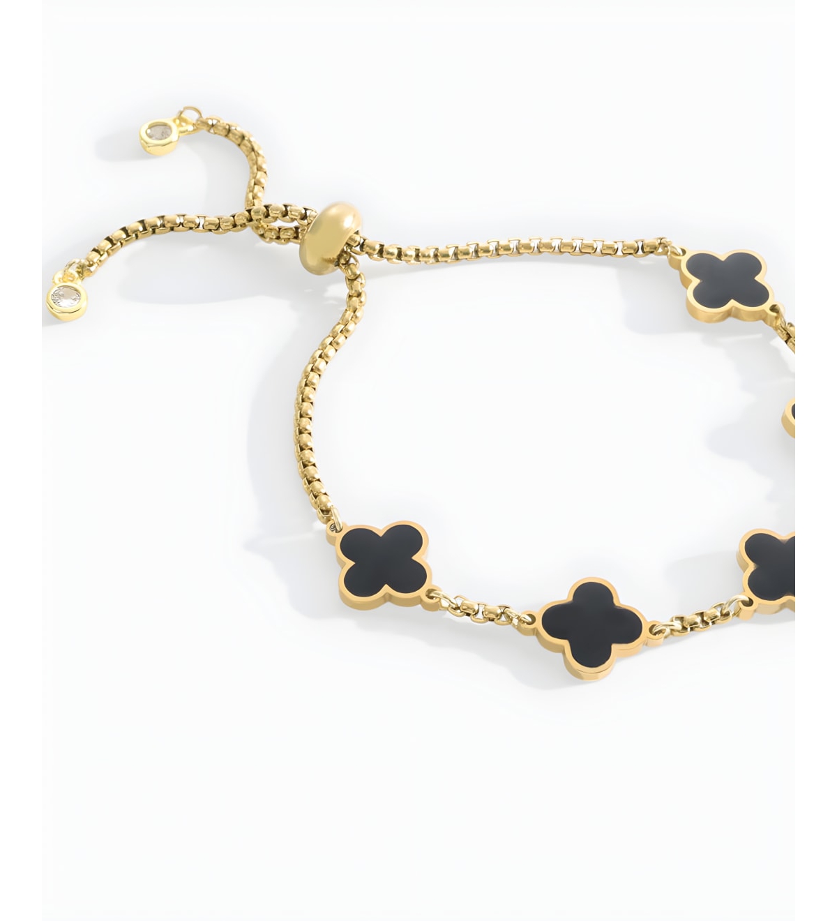 Click here for Mint & Lily Clover Enamel Bracelet - Black enamel prices