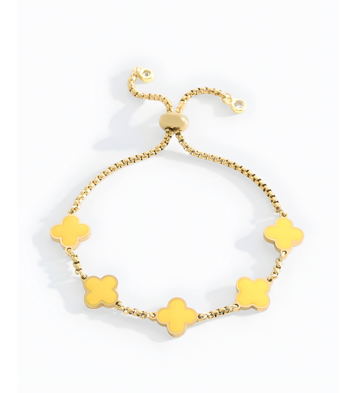 Click here for Mint & Lily Clover Enamel Bracelet - Yellow enamel prices