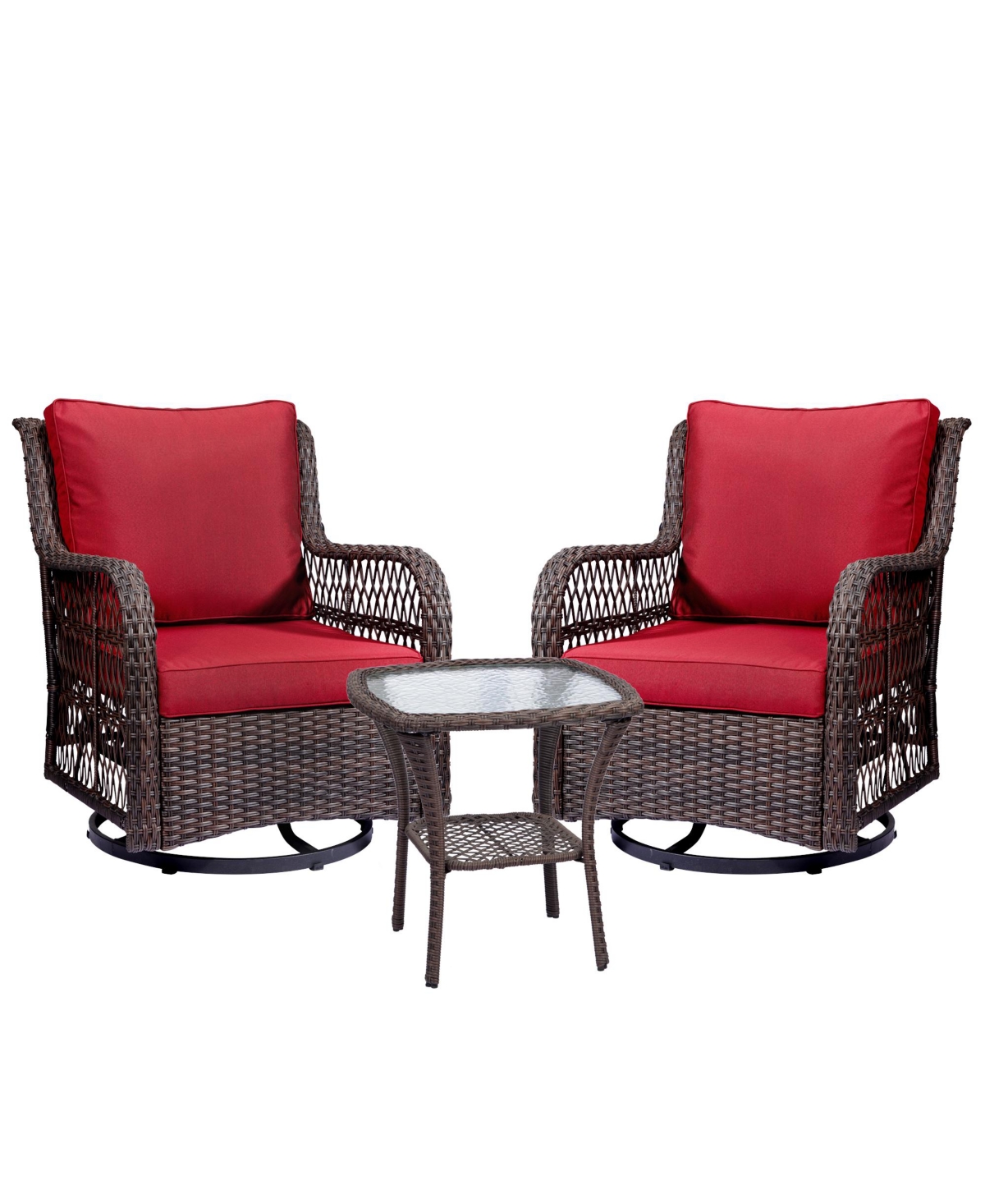 Click here for gaomon 3-Piece Wicker Bistro Set- Rocking Swivel C... prices