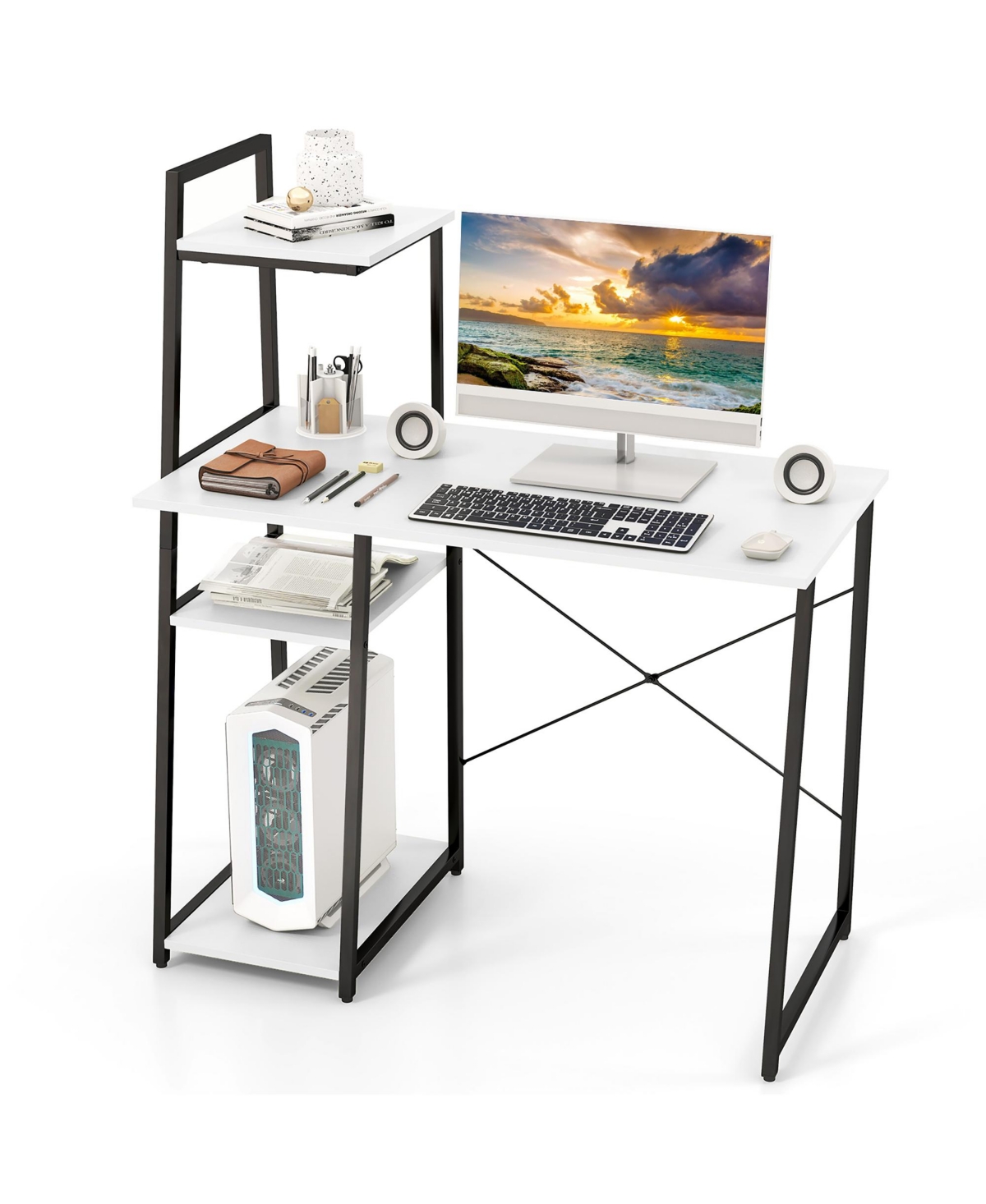 Click here for Gymax Computer Desk w/ Shelves 3-Tier Storage Book... prices