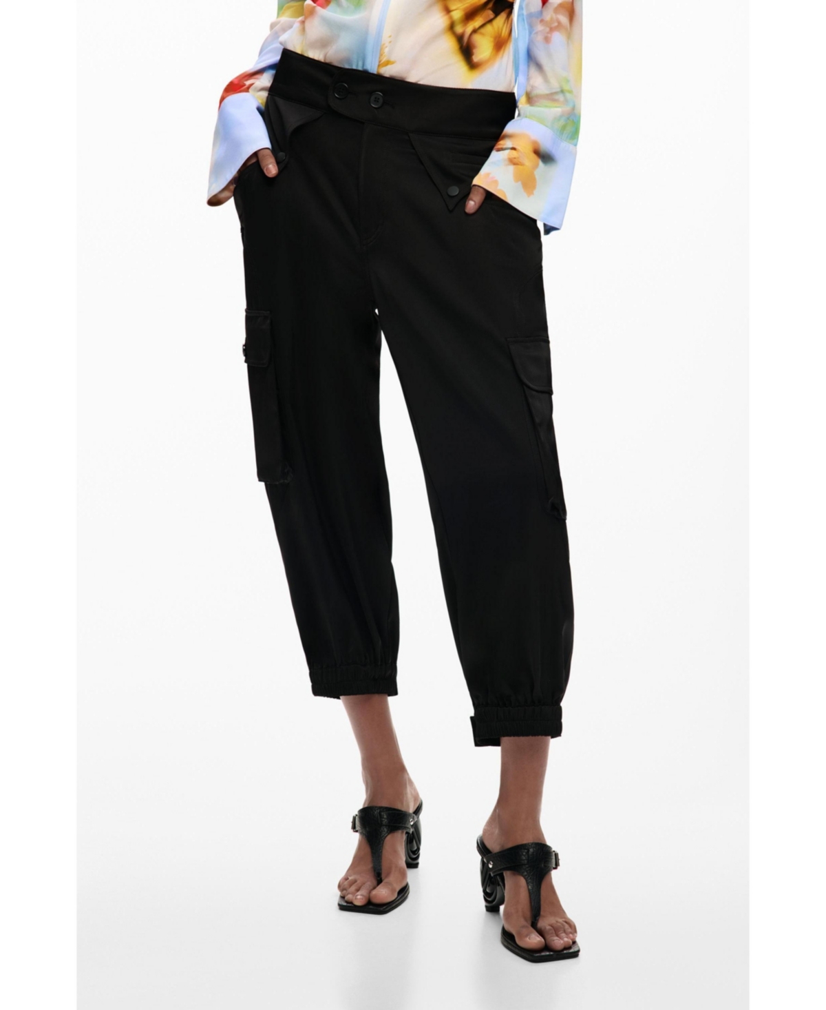 Click here for Desigual Womens Cargo Capri Pants - Black prices