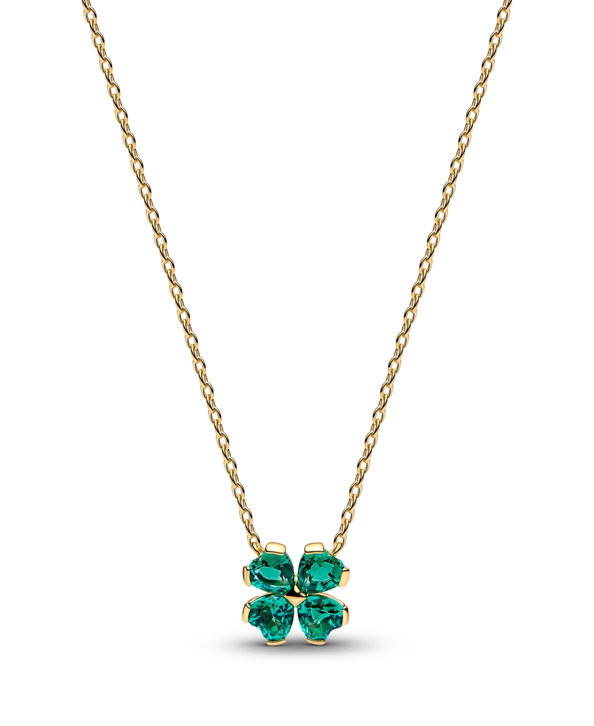 Click here for Pandora Green Lucky Clover Pendant Necklace - Gold... prices