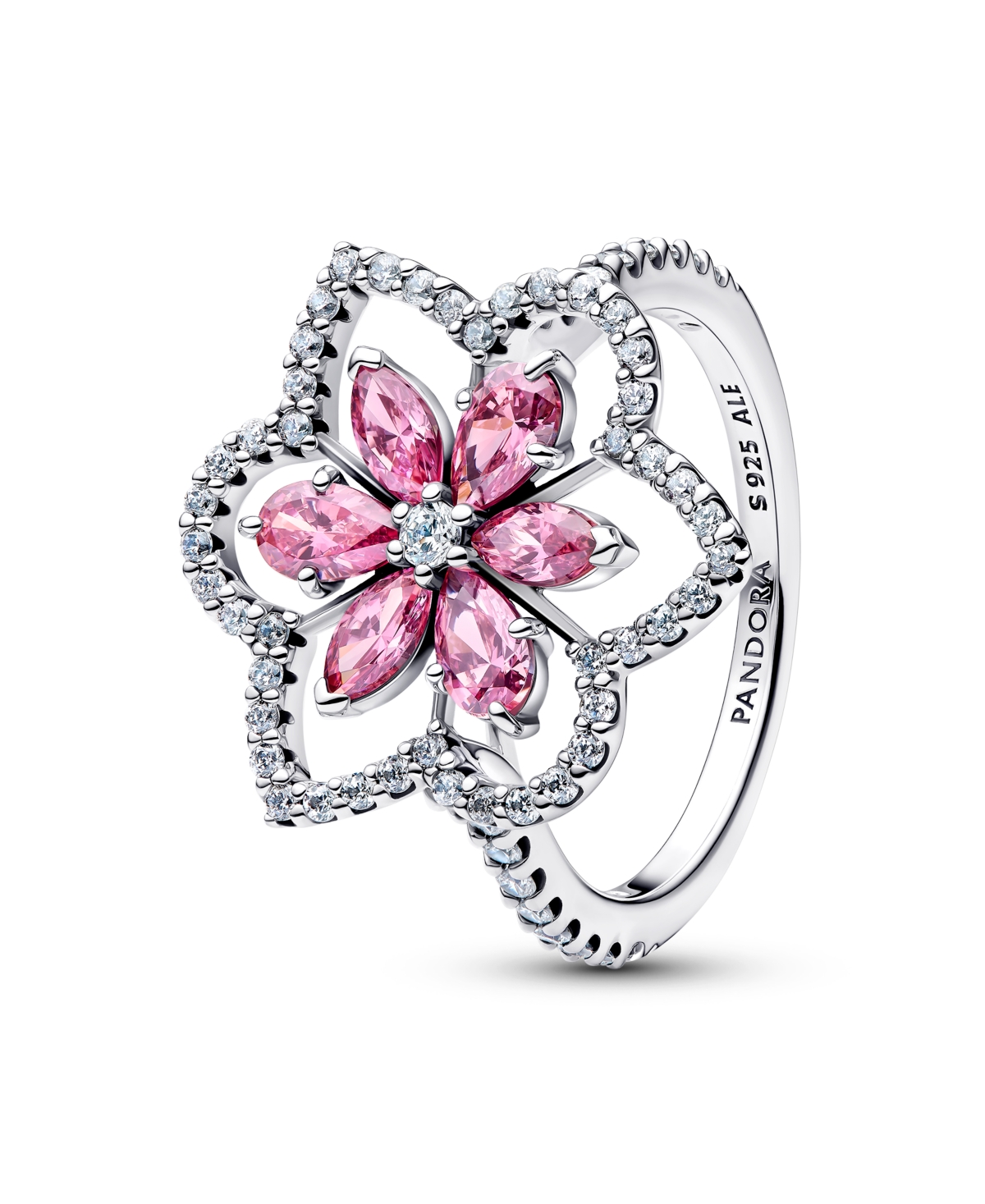 Click here for Pandora Double Flower Cocktail Ring - Pink prices
