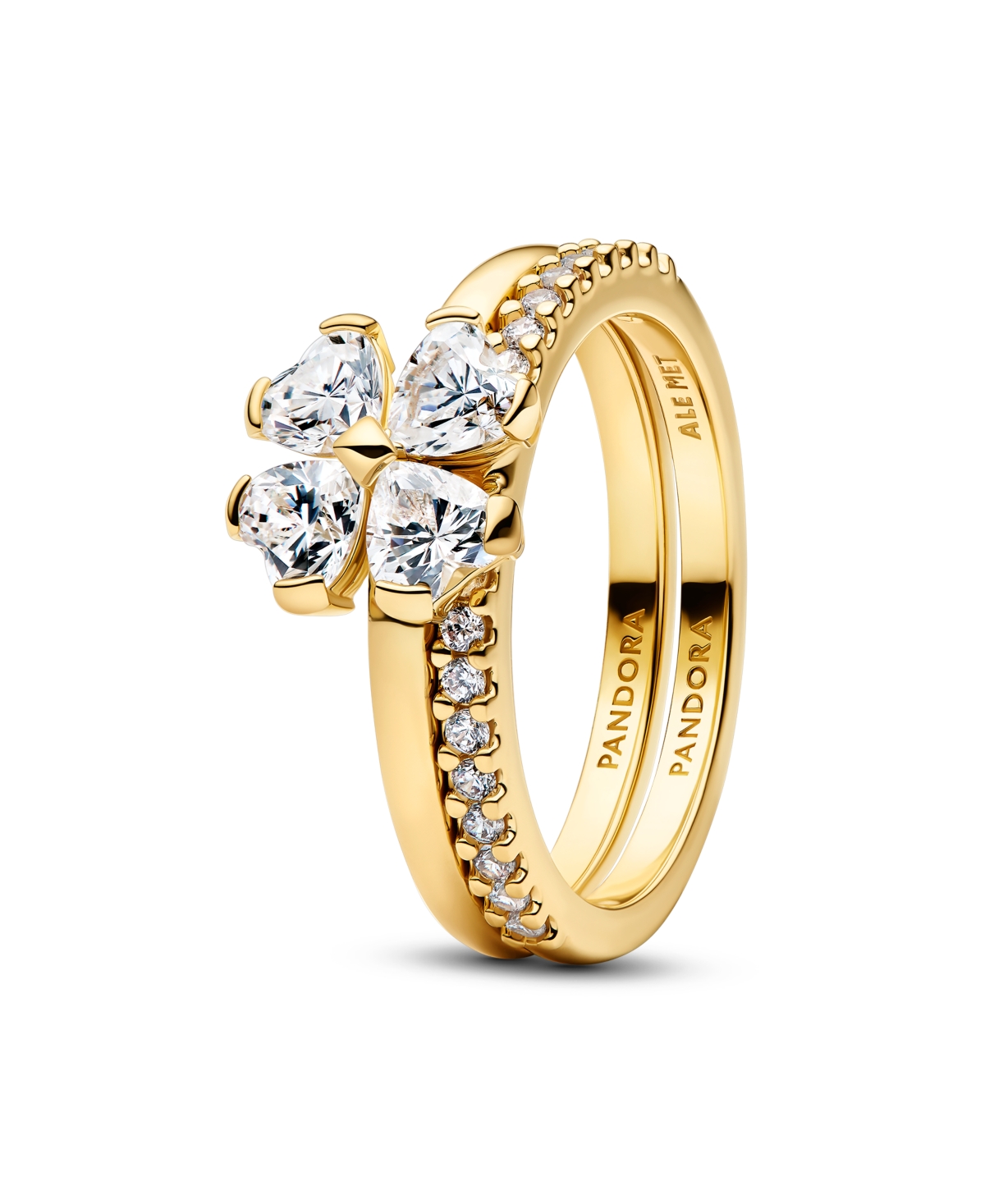 Click here for Pandora Sparkling Lucky Clover Splittable Ring - G... prices