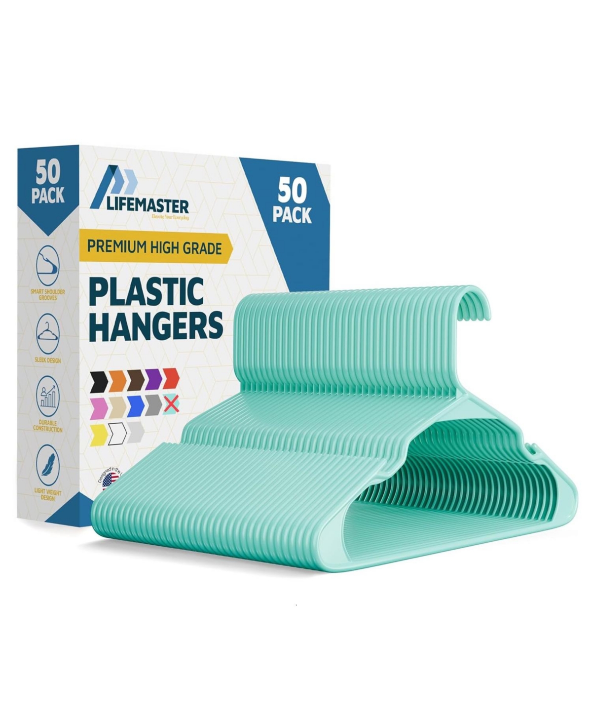 Click here for Lifemaster Heavy-Duty Aqua Plastic Hangers  Non-Sl... prices