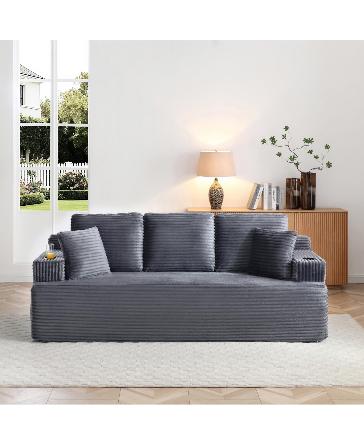 Click here for Clihome 3-Seater Corduroy Cloud Sofa Boneless Couc... prices