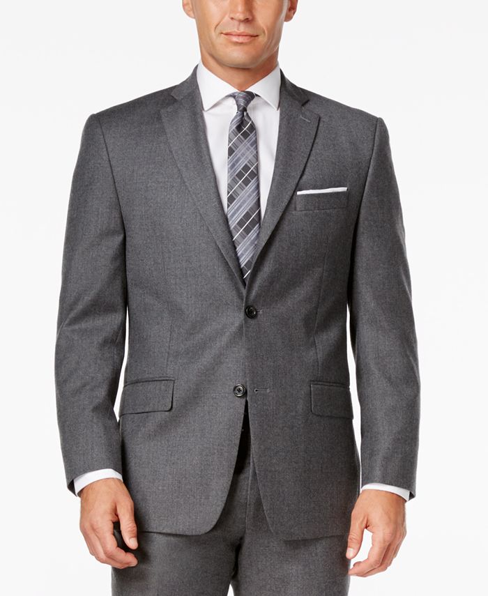 Michael Kors Men's Classic-Fit Gray Solid Flannel Suit - Macy's