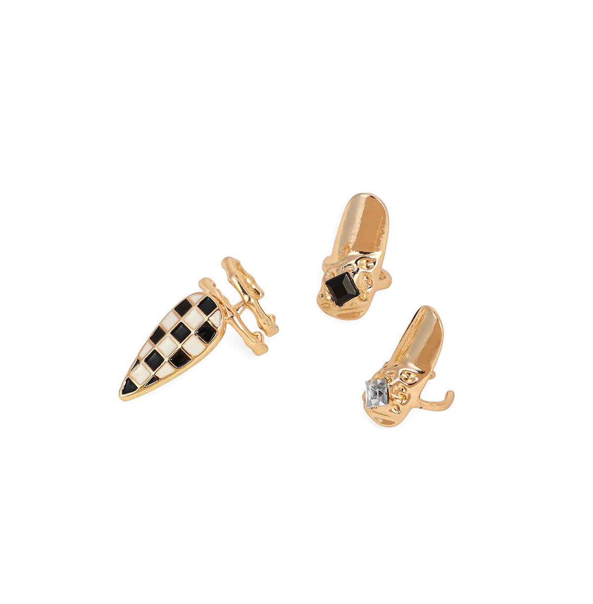 Click here for Sohi Womens The Bijou Checks Nail Rings Set Of 3 -... prices