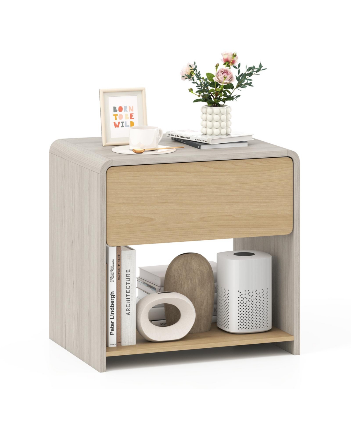 Click here for Gymax Modern Style Nightstand 2-Tier Sofa Side Bed... prices