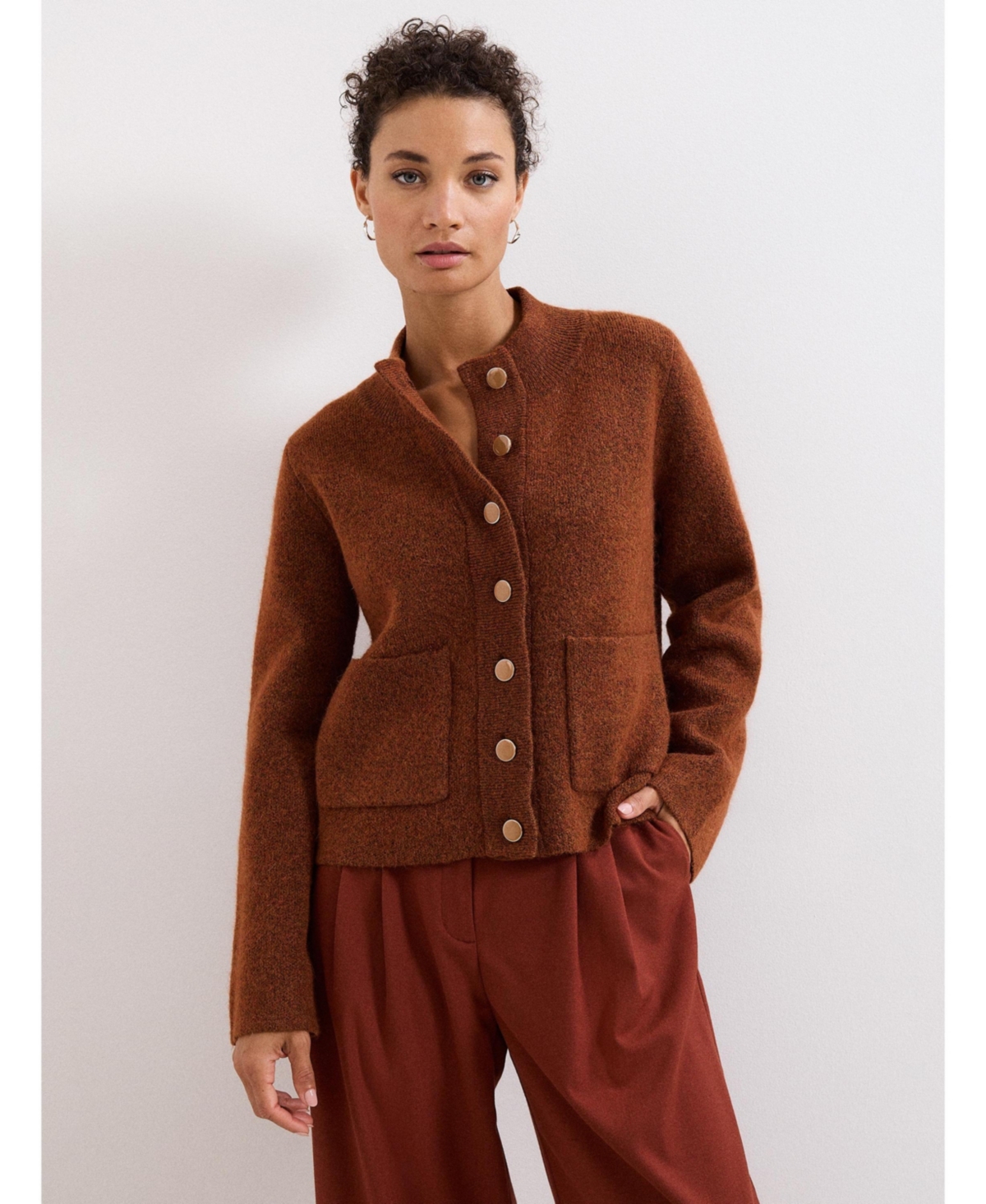 Click here for Phase Eight Womens Clara Knitted Jacket - Rust/Cop... prices