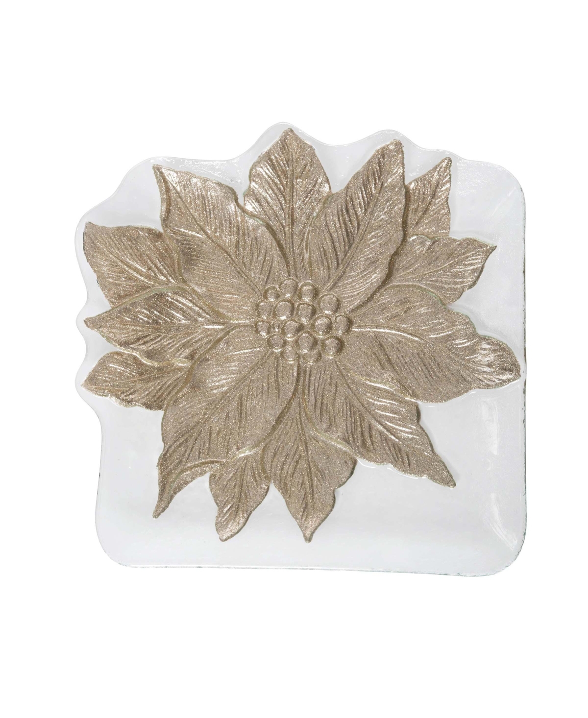 Click here for Gallerie Ii Poinsettia Glass Square Christmas Plat... prices