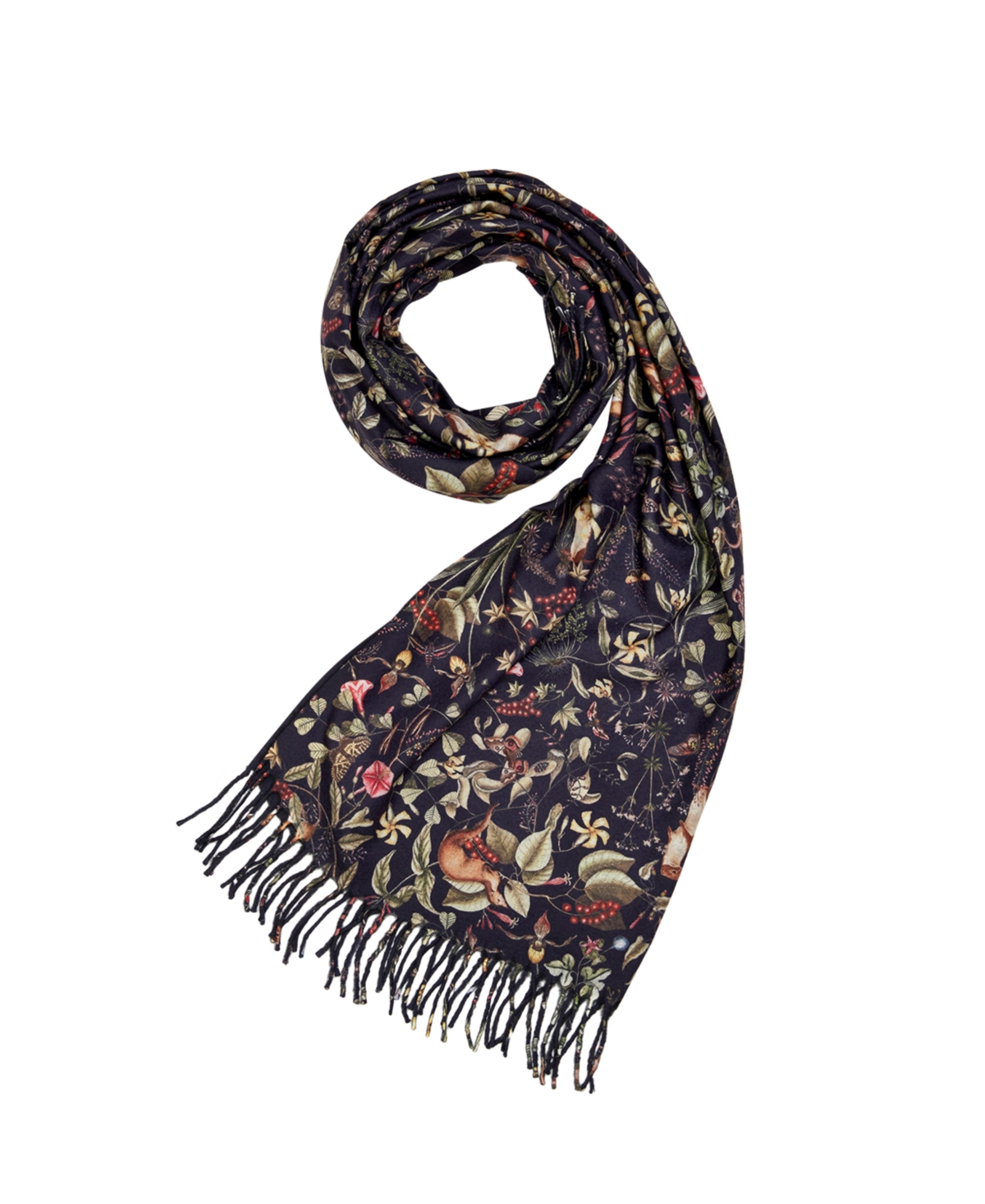 Click here for Fable England Womens Wolf Garden Tassel Scarf - Na... prices